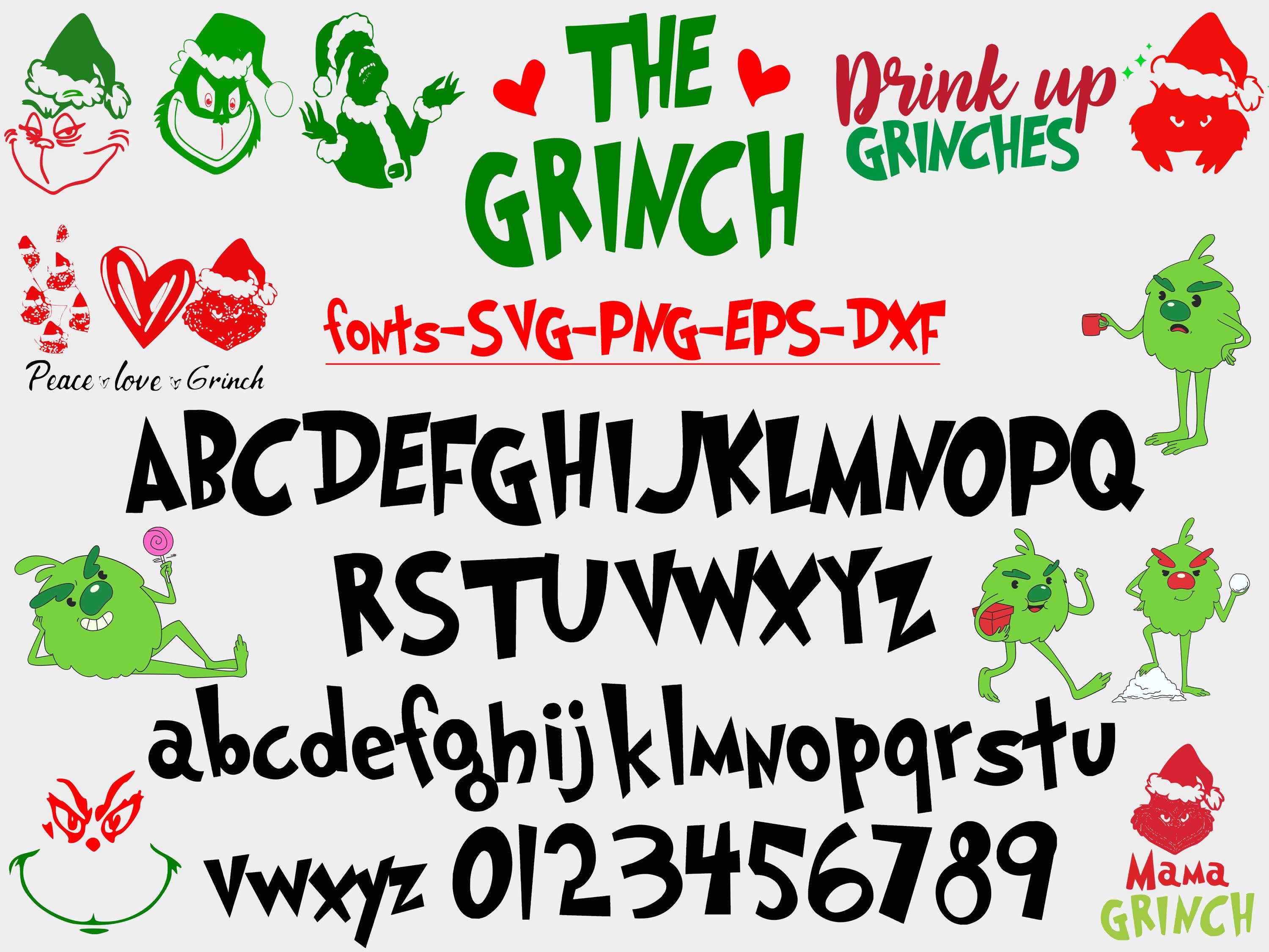 Grinch Font: Christmas Alphabet SVG PNG Bundle - Etsy