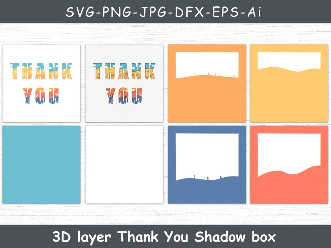 3D Layered Thank You Card SVG Cut File - Etsy