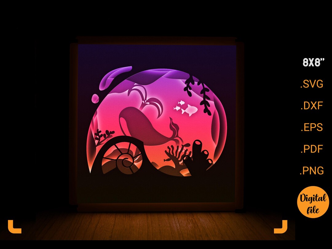 Ocean in a Shell 3D Papercut Lighbox Graphics,files for Laser Cutting ...