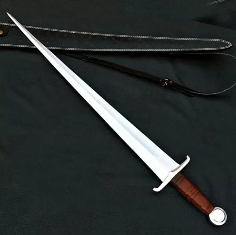 Hand-forged Medieval Sword, Knight's Arming Sword, Steel Blade, Leather ...