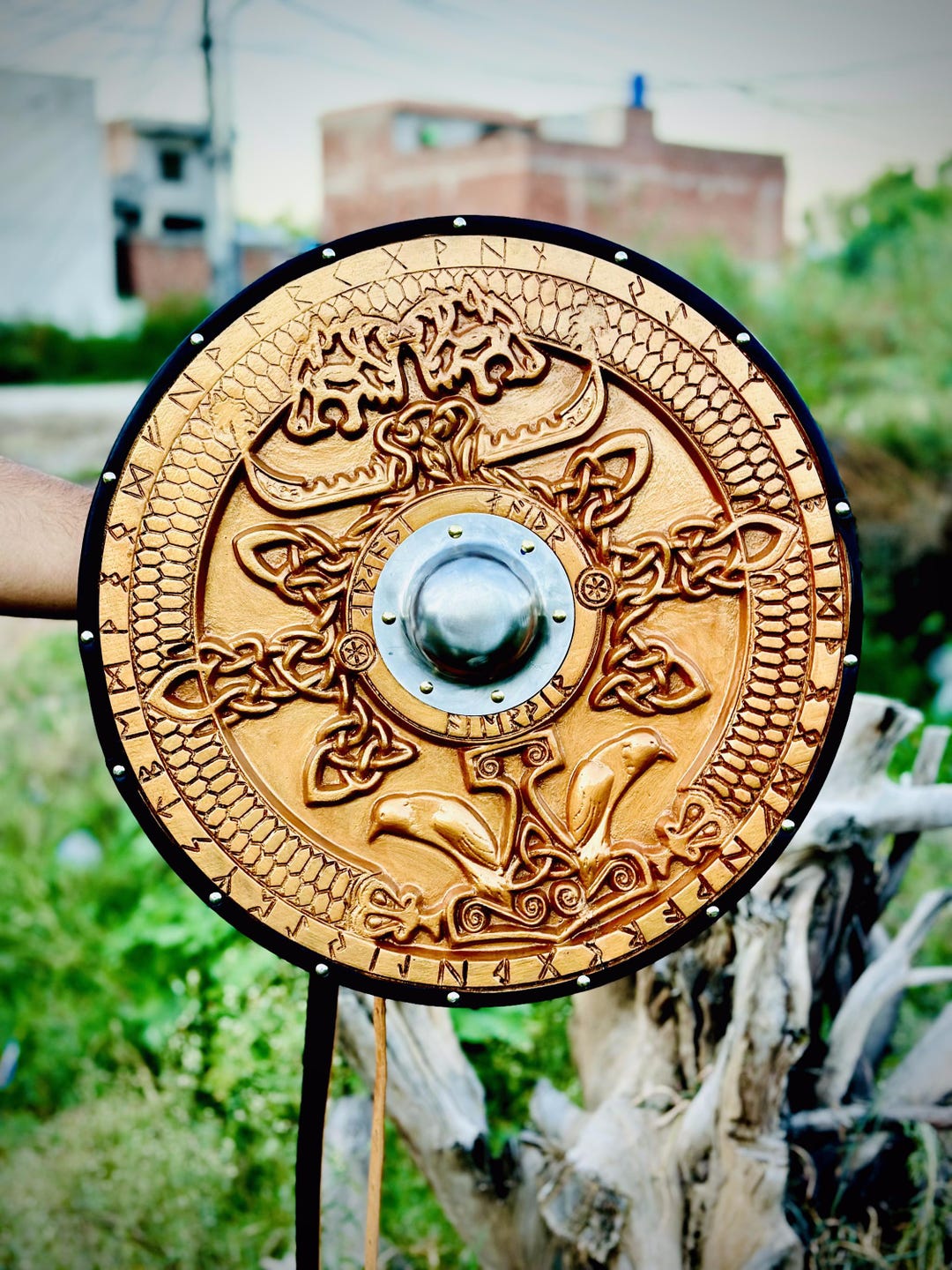 Custom Viking Shield, Medieval Round Shield, Carved Viking Gift, Wall ...