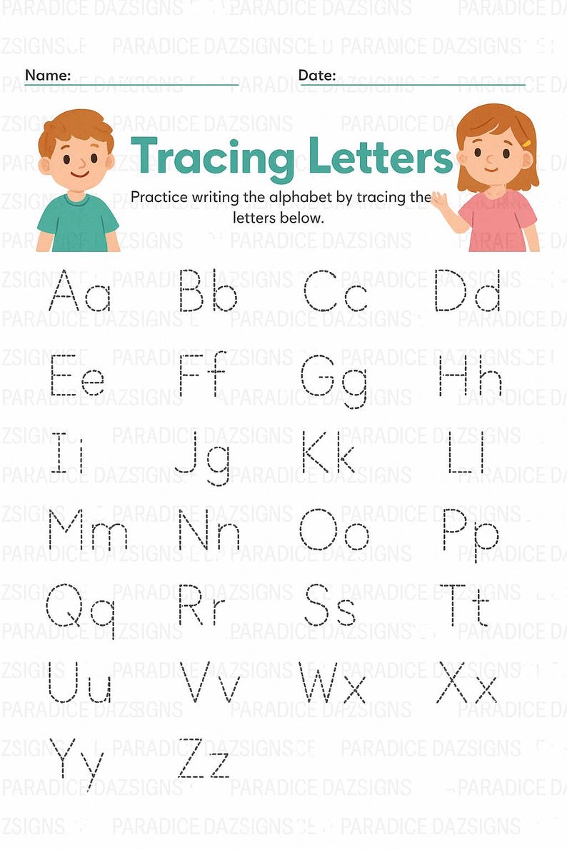 Preschool Alphabet Tracing Worksheet | A-Z Uppercase and Lowercase ...