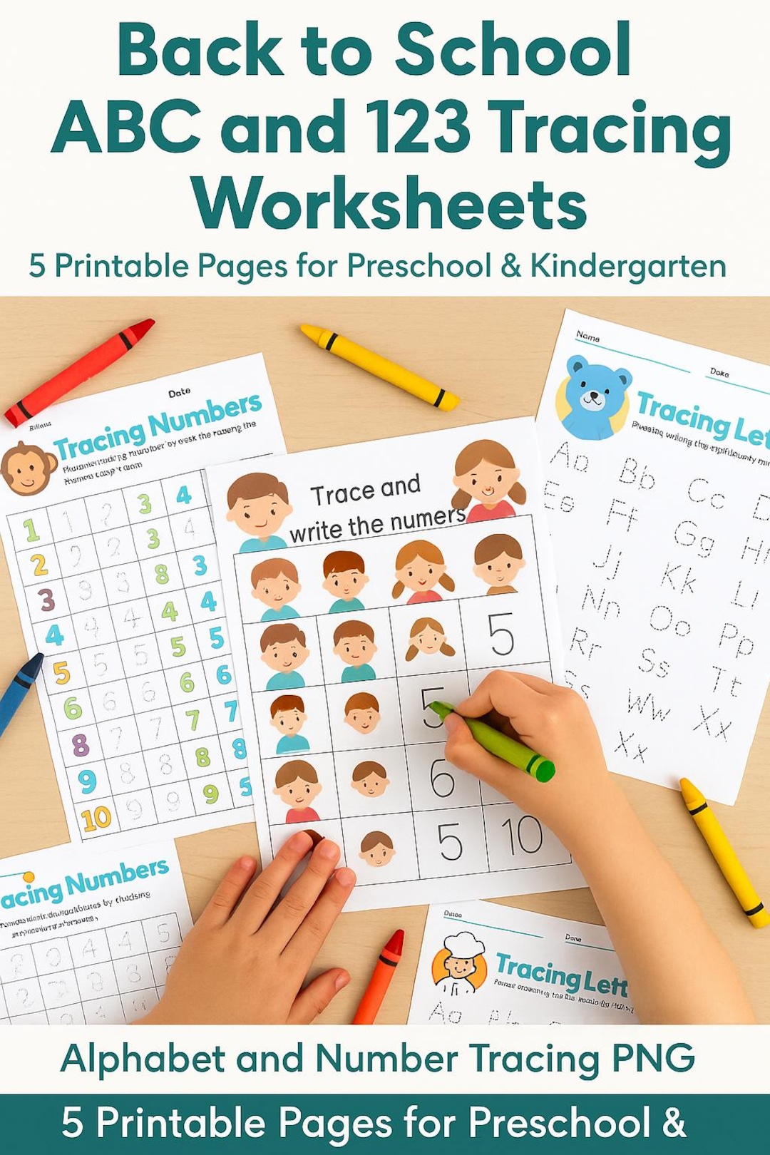 Back to School ABC and 123 Tracing Worksheets | 5 Printable Pages for ...