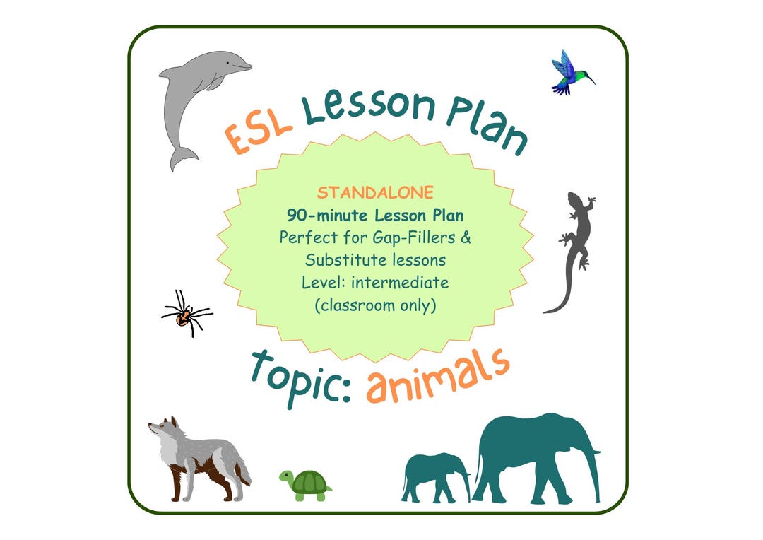 Classroom ESL Lesson Plan (animals) - Etsy