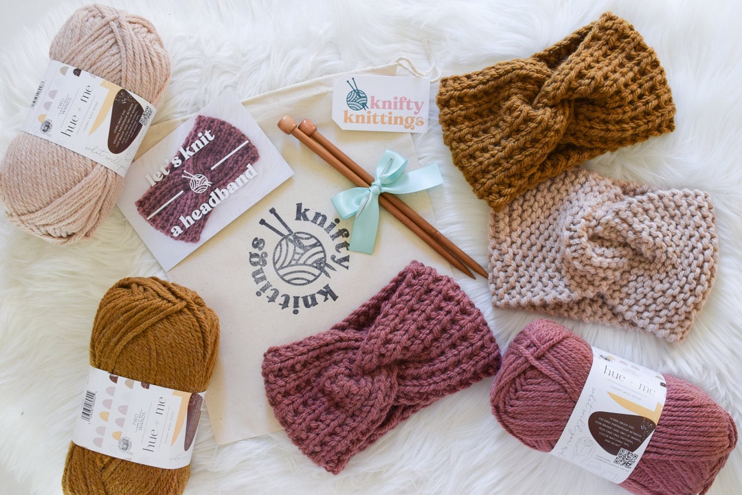 Beginner Knitting Kit // Headband Knitting Kit // Earwarmer Knitting ...