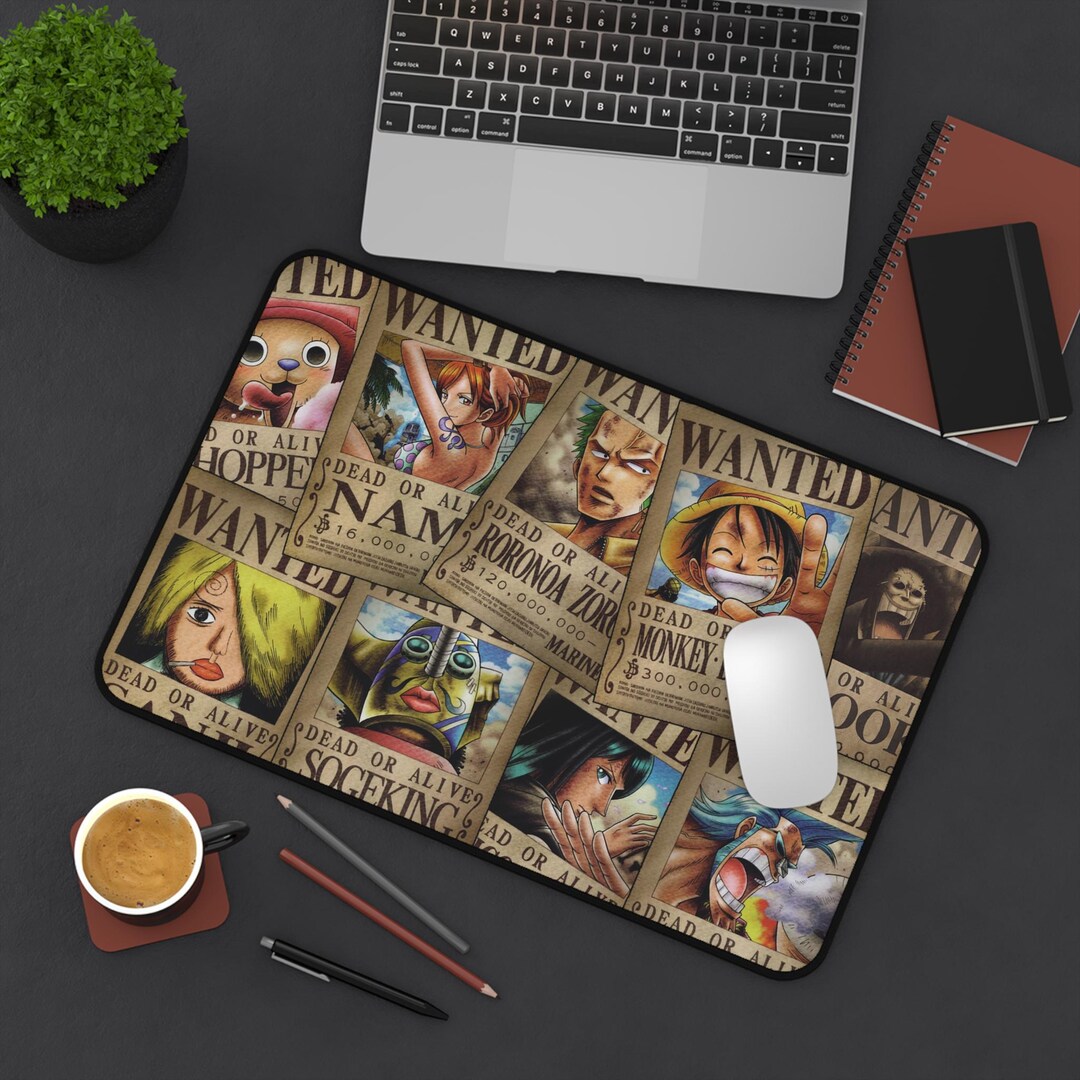 One Piece Wanted Posters Desk Mat, Anime Gaming Mouse Pad, Pirates Loot ...