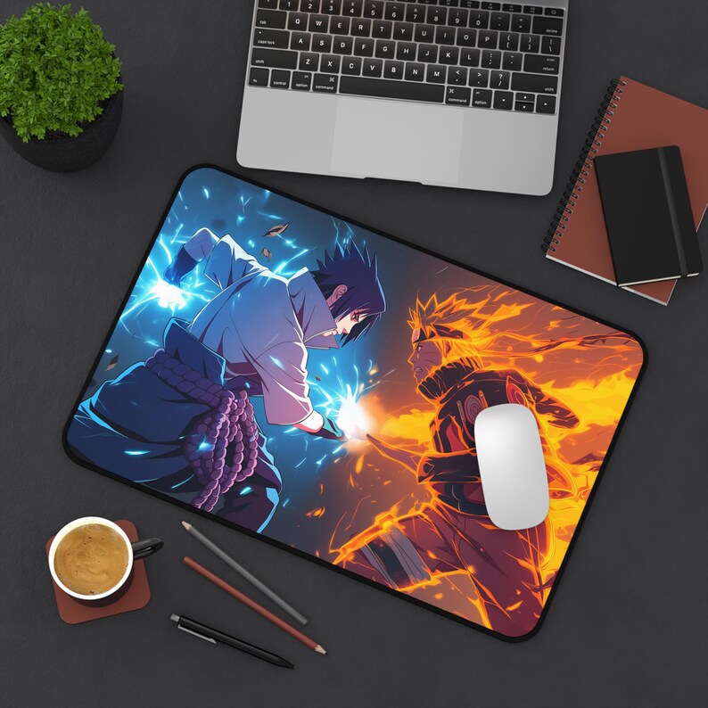 Anime Desk Mat, Naruto Sasuke Design, Gaming Pad, Keyboard Mouse Pad ...