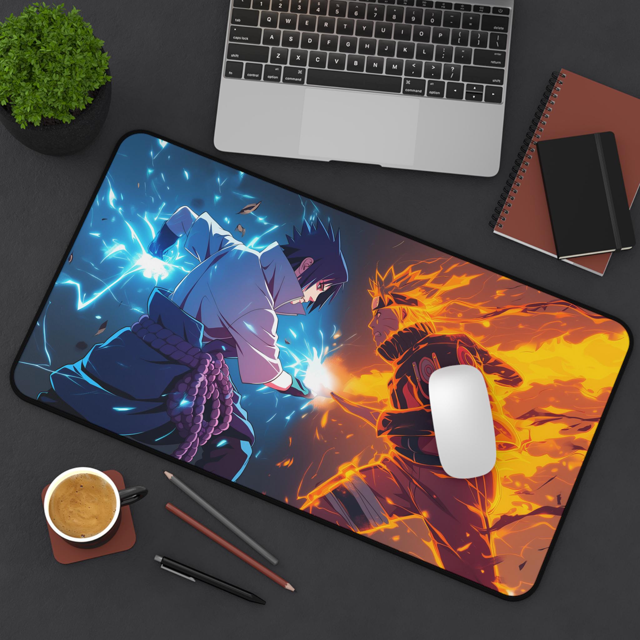 Anime Desk Mat, Naruto Sasuke Design, Gaming Pad, Keyboard Mouse Pad ...