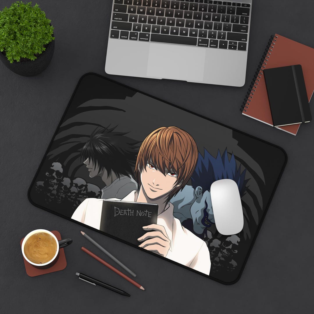 Death Note Desk Mat, Anime Desk Mat, Black Desk Mat, Cartoon Desk Mat ...