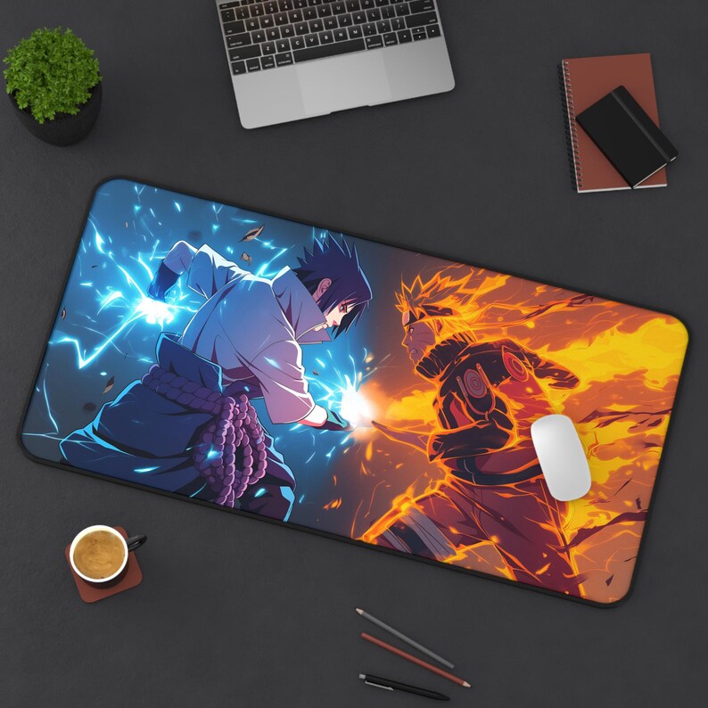 Anime Desk Mat, Naruto Sasuke Design, Gaming Pad, Keyboard Mouse Pad ...