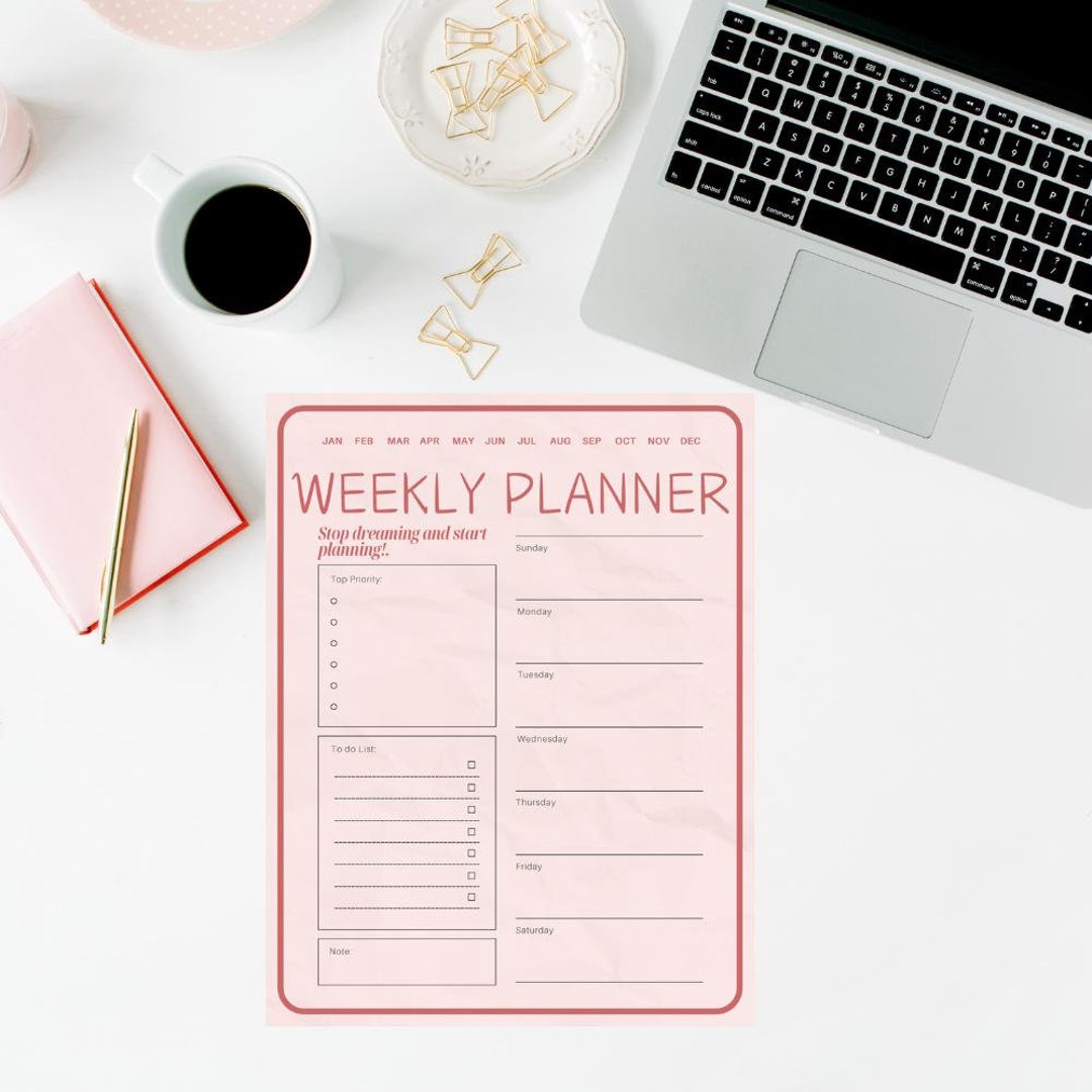 Weekly Planner Digital Instant Download 5x7 & 8.5x11 PDF and PNG - Etsy