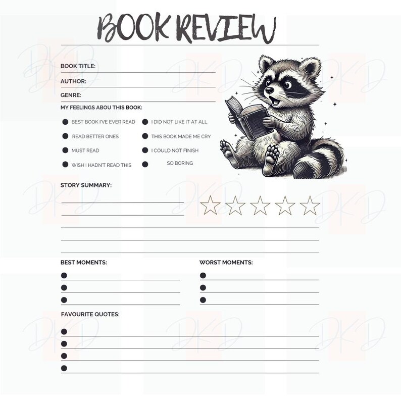 Reading Challenge & Book Review Printable (digital Download) - Etsy