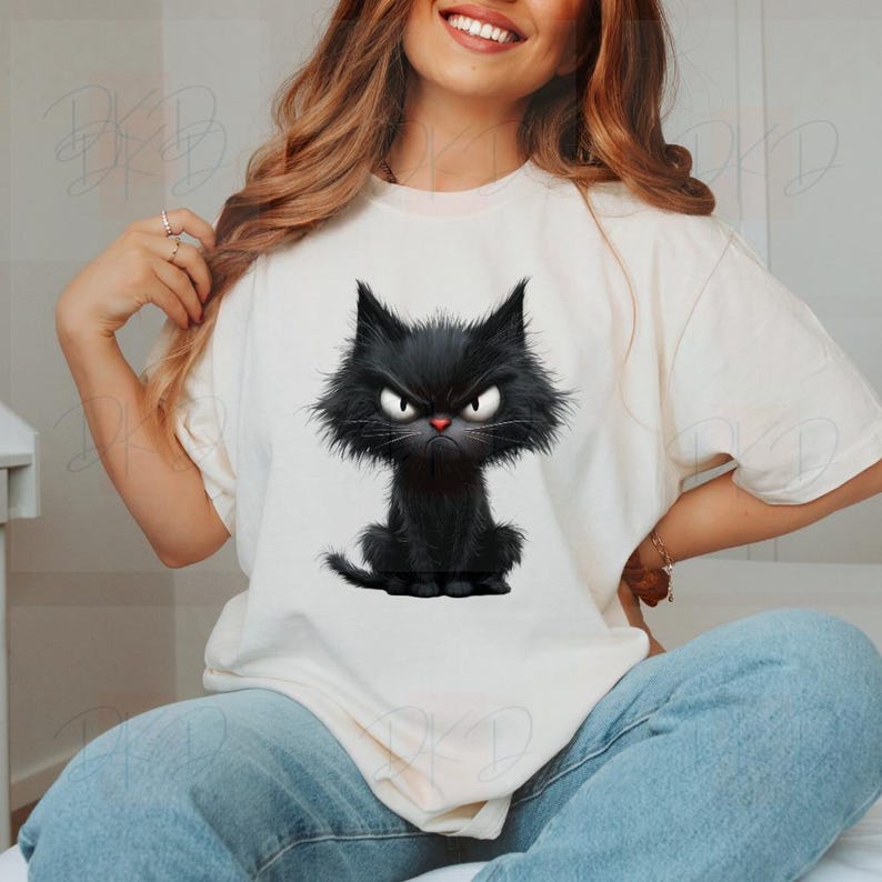 Printable Frazzled Black Cat-png File for Sublimation Printing|cat ...