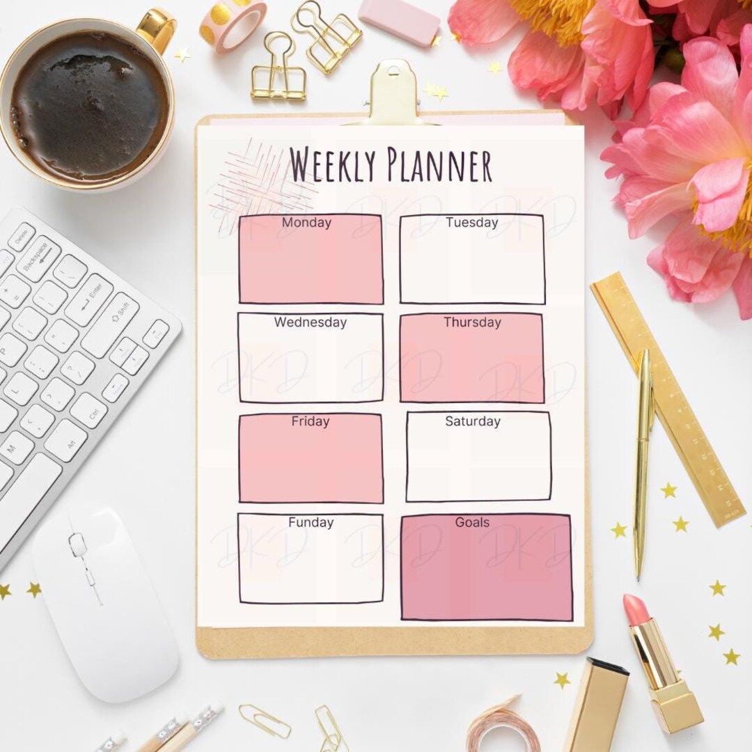 Weekly Planner With Monday Start|reflect on Growth and Learning|pdf and ...