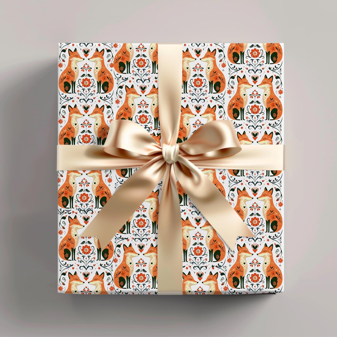 Red Fox Wrapping Paper Roll Design for Any Occasion - Cute Whimsical ...