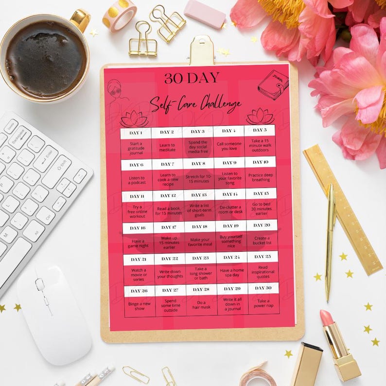 30-day Self-care Challenge-wellness for Mind and Body, Printable ...