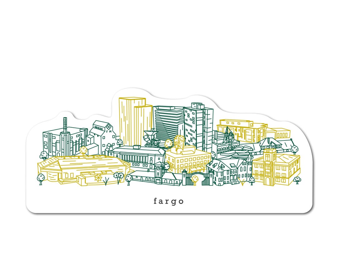 Fargo North Dakota Minimalist Skyline Waterproof Sticker - Etsy