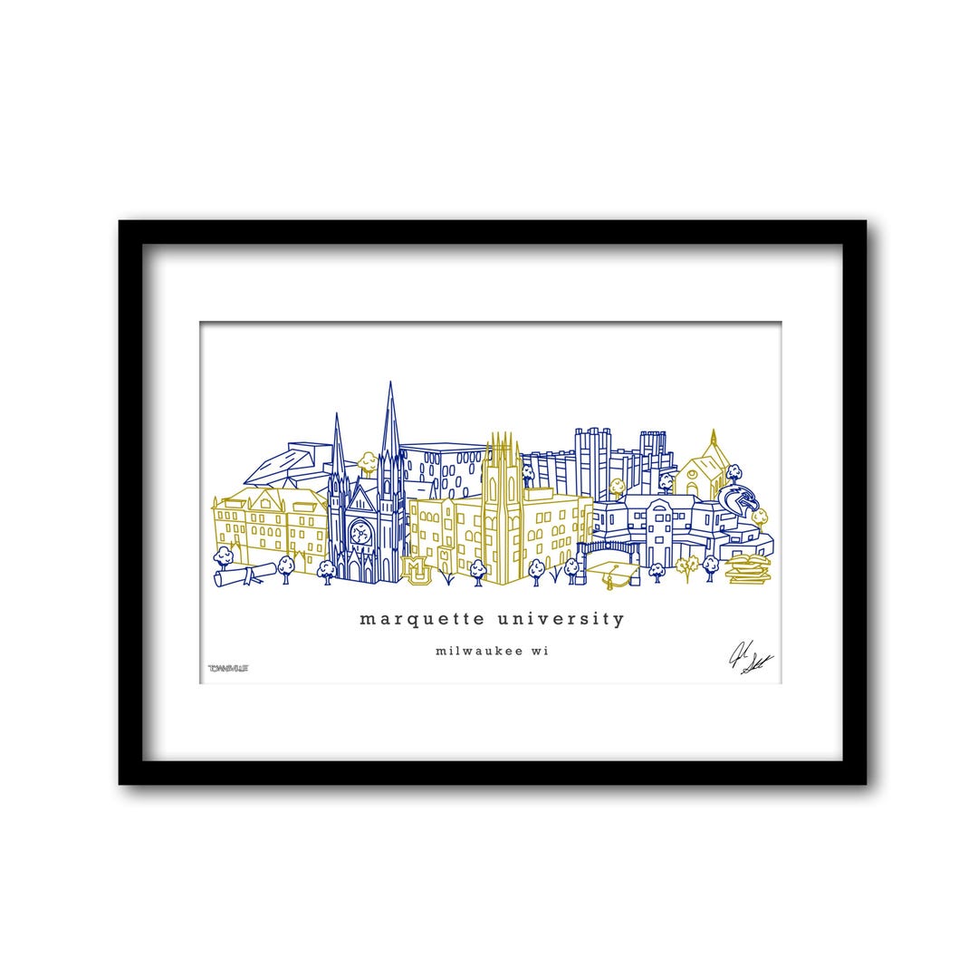 Marquette University Campus Skyline Artwork Graduation Gift Wall Decor ...
