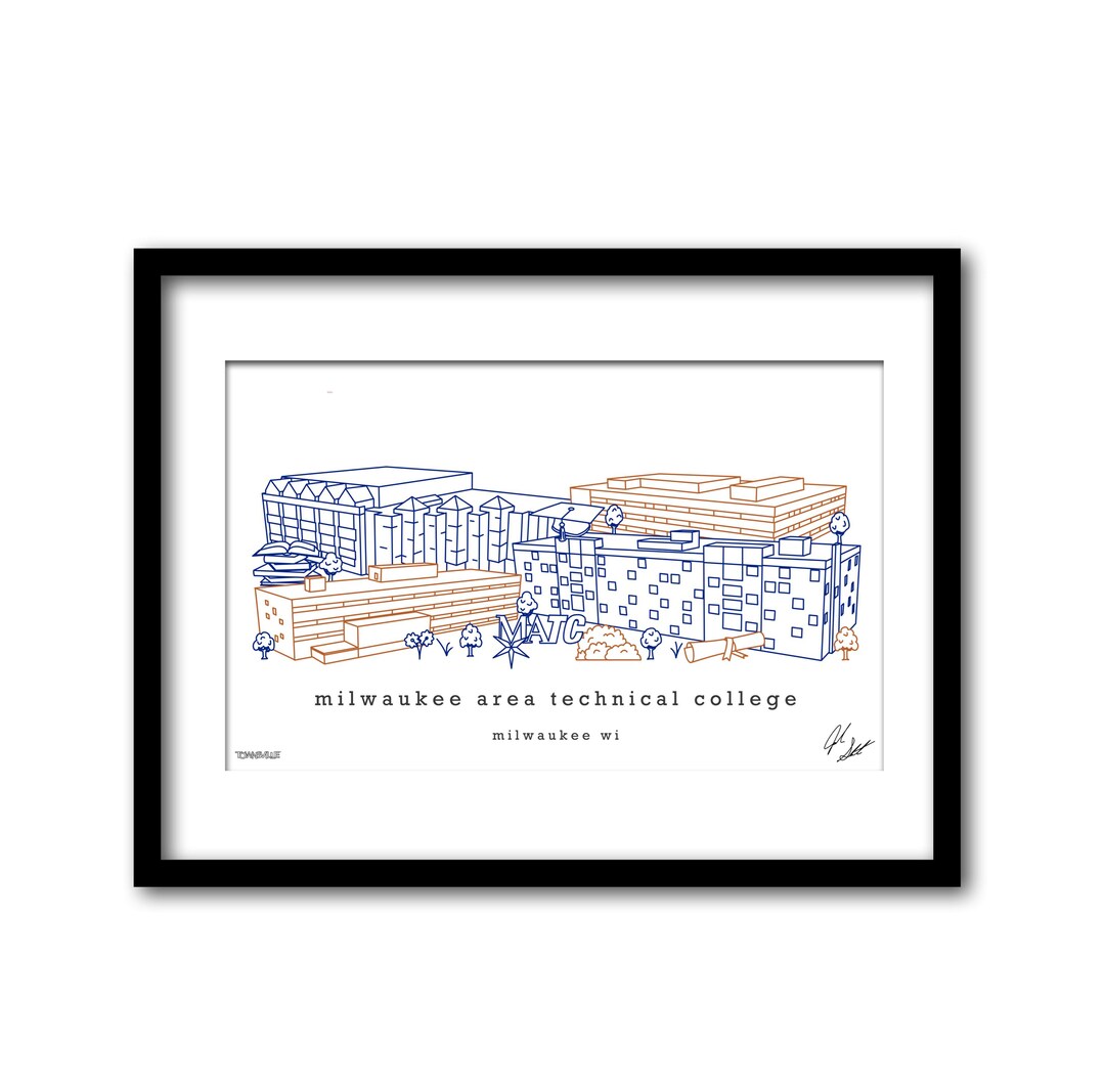Milwaukee Area Technical College Campus Skyline Artwork Graduation Gift ...