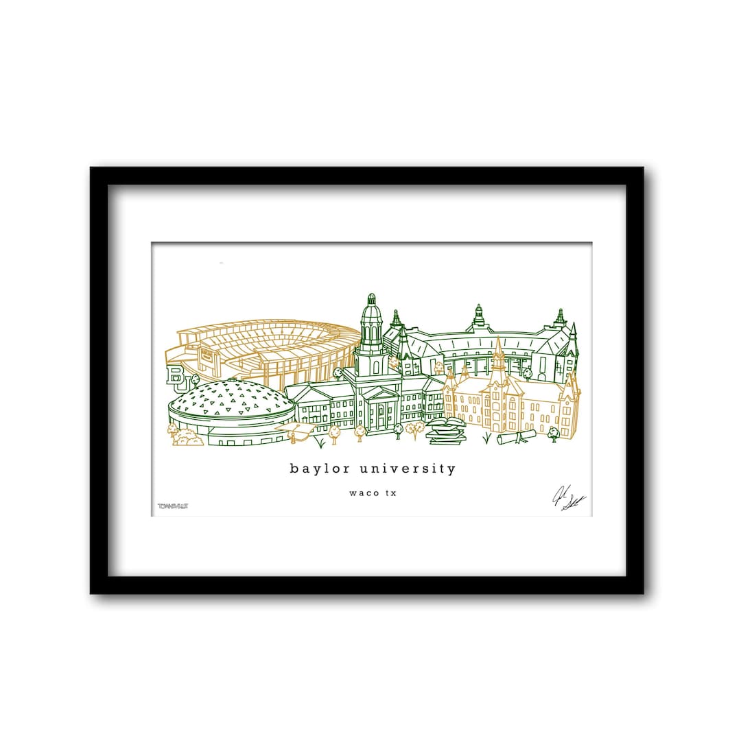 Baylor University Campus Skyline Artwork Graduation Gift Wall Decor - Etsy