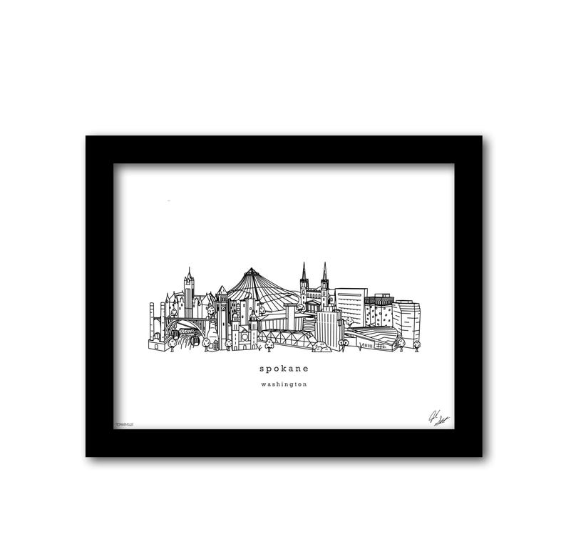 Spokane Washington Skyline Artwork Graduation Gift Wall Decor - Etsy