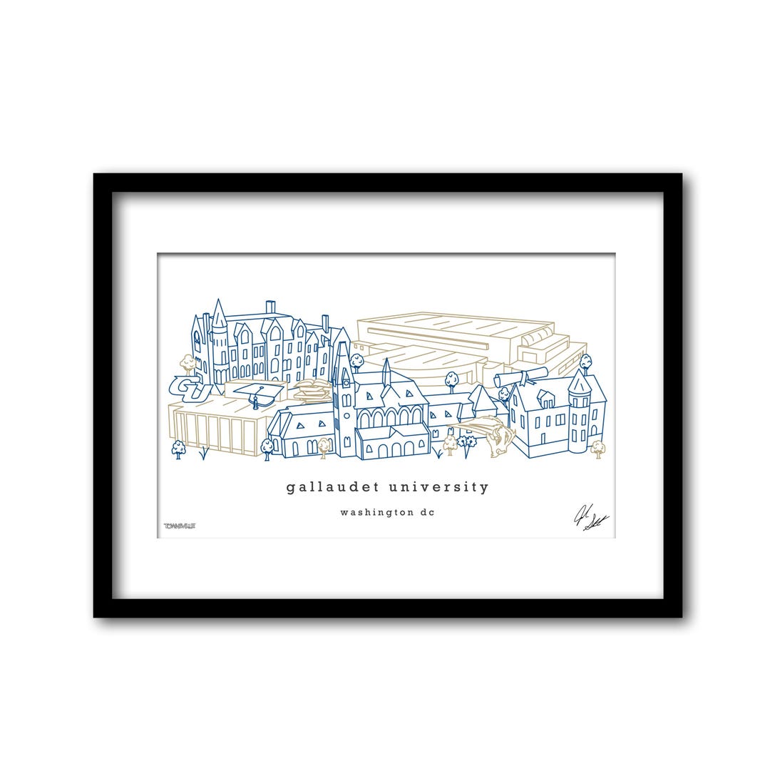 Gallaudet University Campus Skyline Artwork Graduation Gift Wall Decor ...