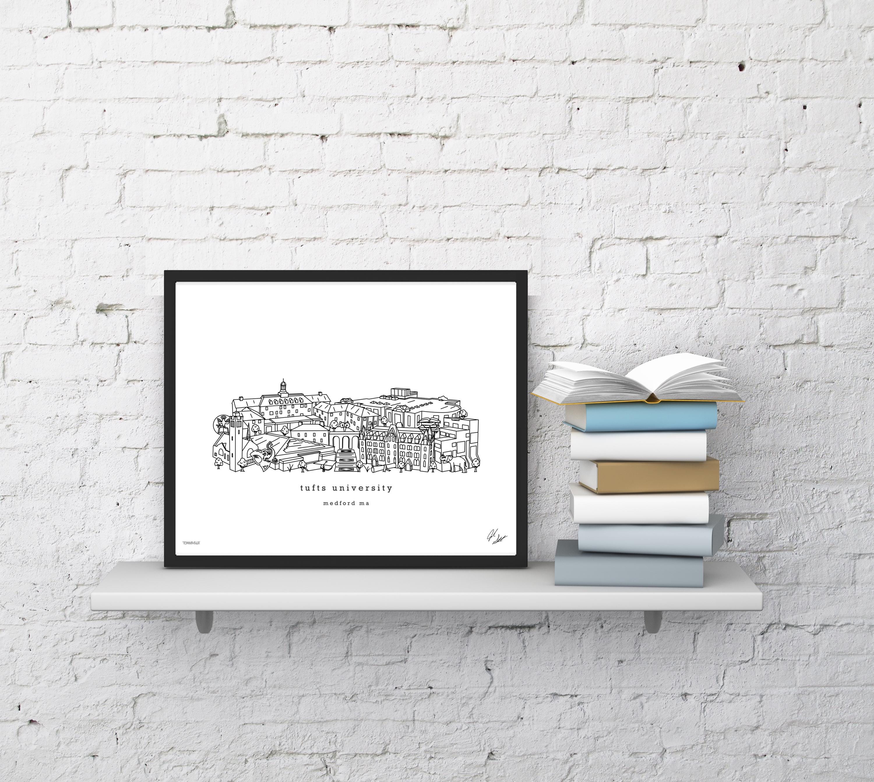 Tufts University Campus Skyline Artwork Graduation Gift Wall Decor - Etsy