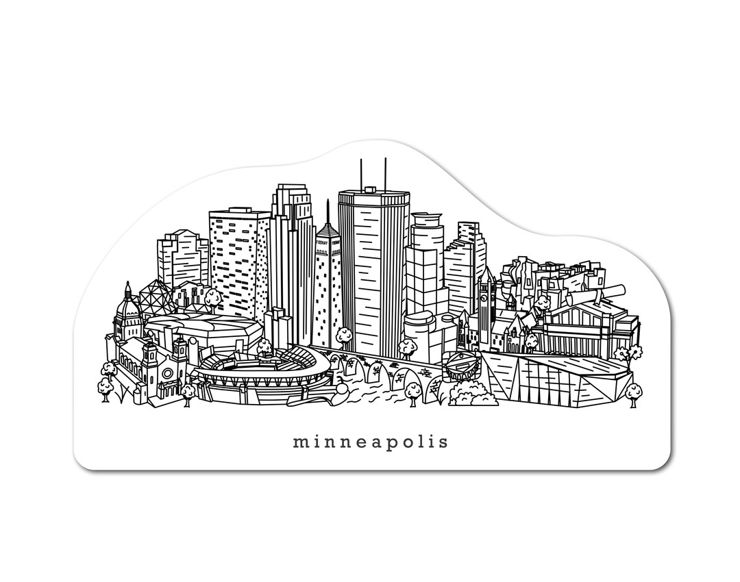 Minneapolis Minnesota Minimalist Skyline Waterproof Sticker - Etsy