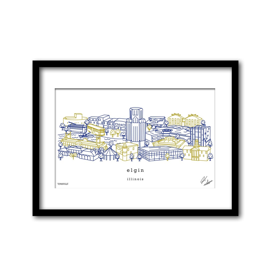 Elgin Illinois Skyline Artwork Graduation Gift Wall Decor - Etsy
