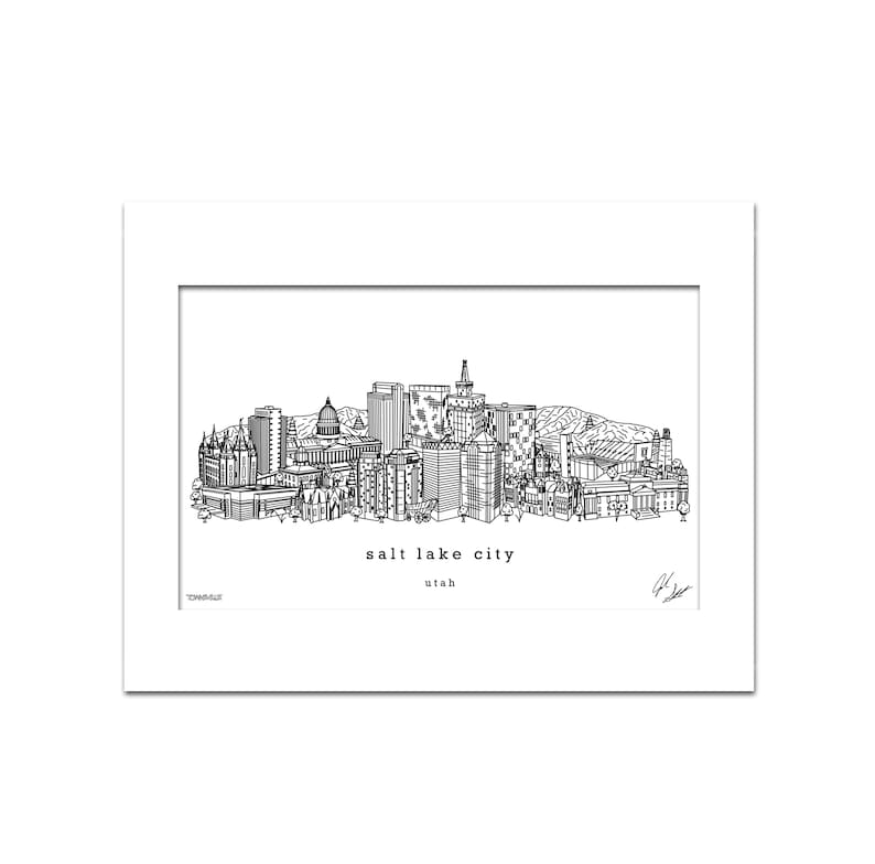 Salt Lake City Utah Skyline Artwork Graduation Gift Wall Decor - Etsy