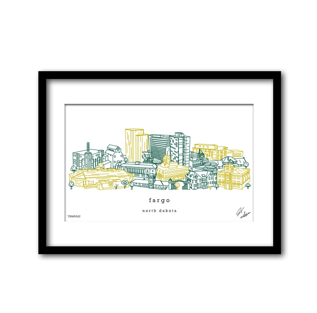 Fargo North Dakota Skyline Artwork Graduation Gift Wall Decor - Etsy