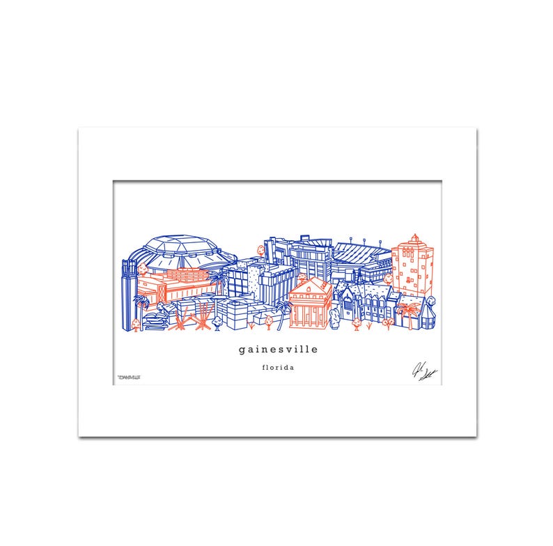 Gainesville Florida Skyline Artwork Graduation Gift Wall Decor - Etsy