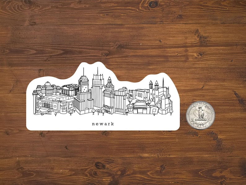 Newark New Jersey Minimalist Skyline Waterproof Sticker - Etsy