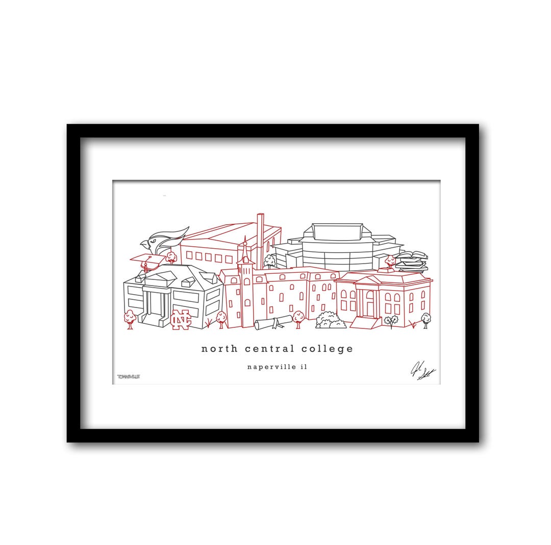 North Central College Campus Skyline Artwork Graduation Gift Wall Decor ...