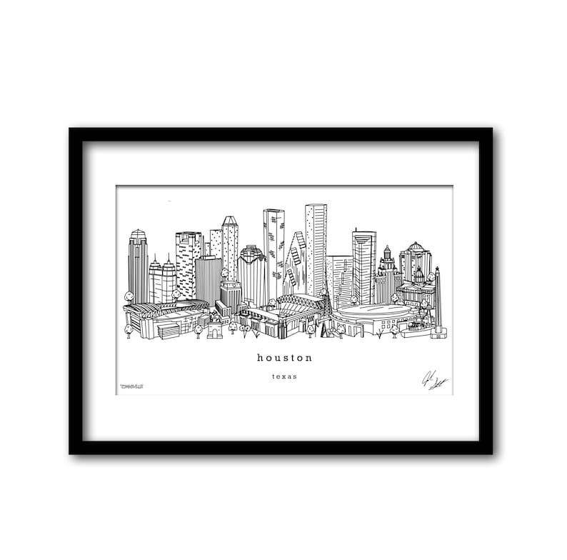 Houston Texas Skyline Artwork Graduation Gift Wall Decor - Etsy