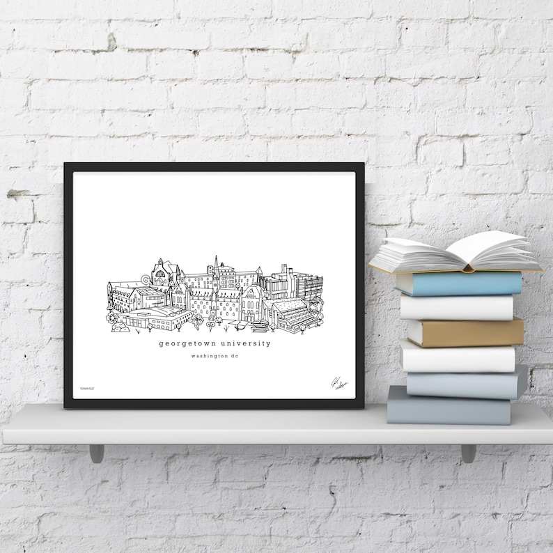 Georgetown University Campus Skyline Artwork Graduation Gift Wall Decor ...