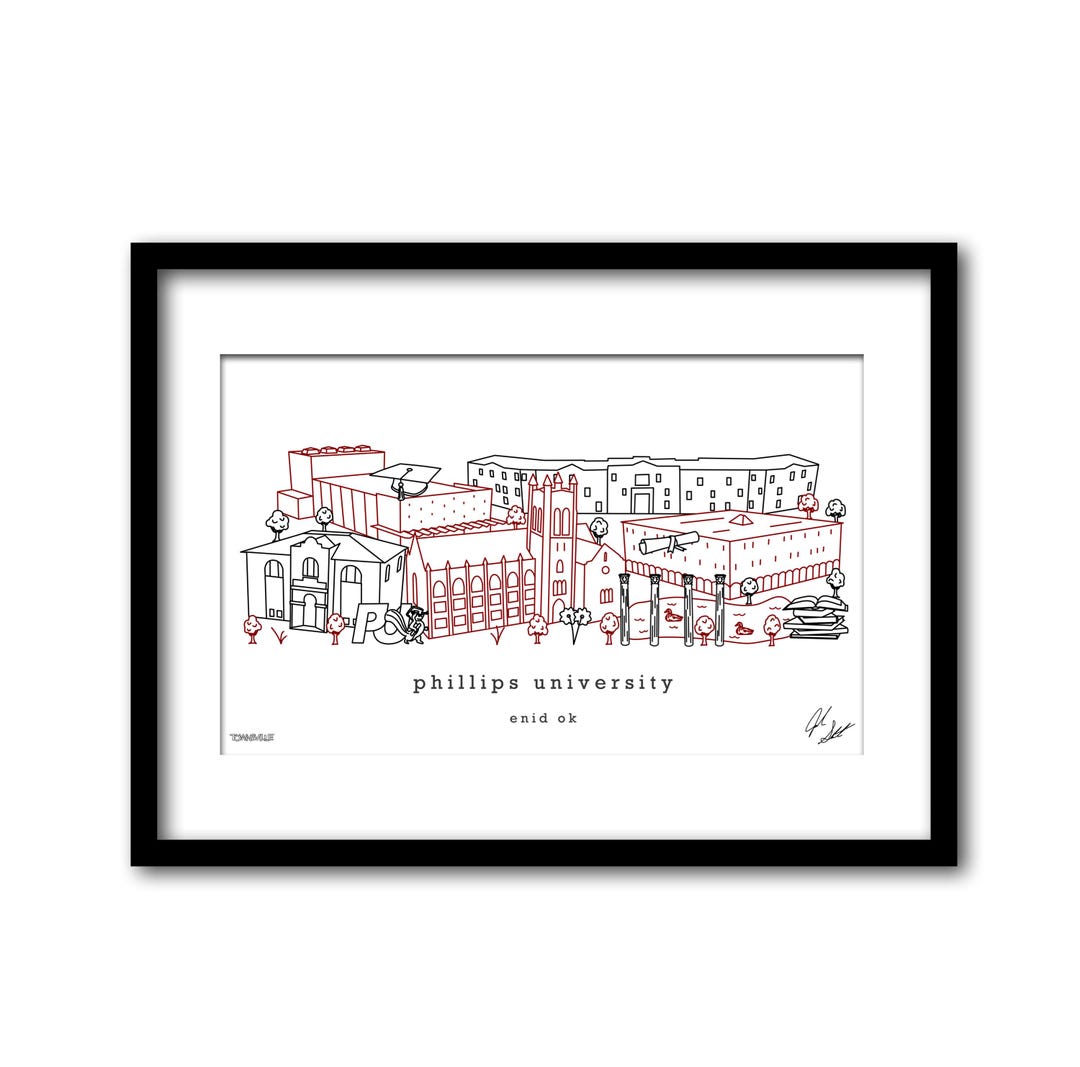 Phillips University Campus Skyline Artwork Graduation Gift Wall Decor ...