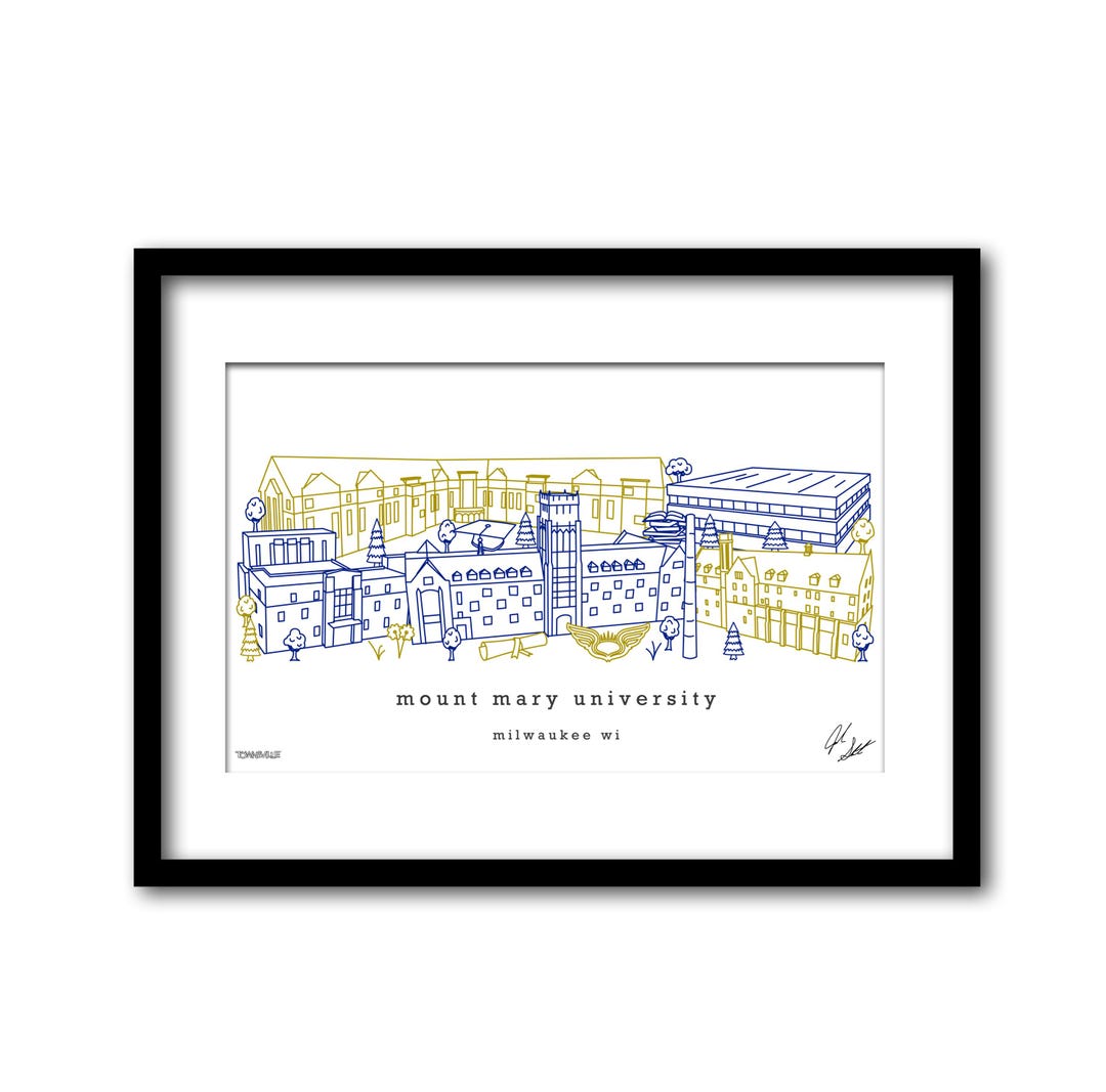 Mount Mary University Campus Skyline Artwork Graduation Gift Wall Decor ...