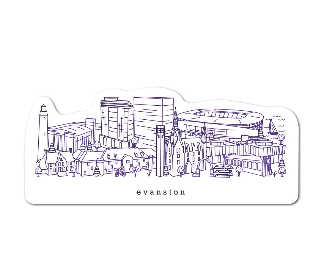 Evanston Illinois Minimalist Skyline Waterproof Sticker - Etsy