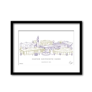 Custom College University Campus Artwork Graduation Gift Wall Decor - Etsy