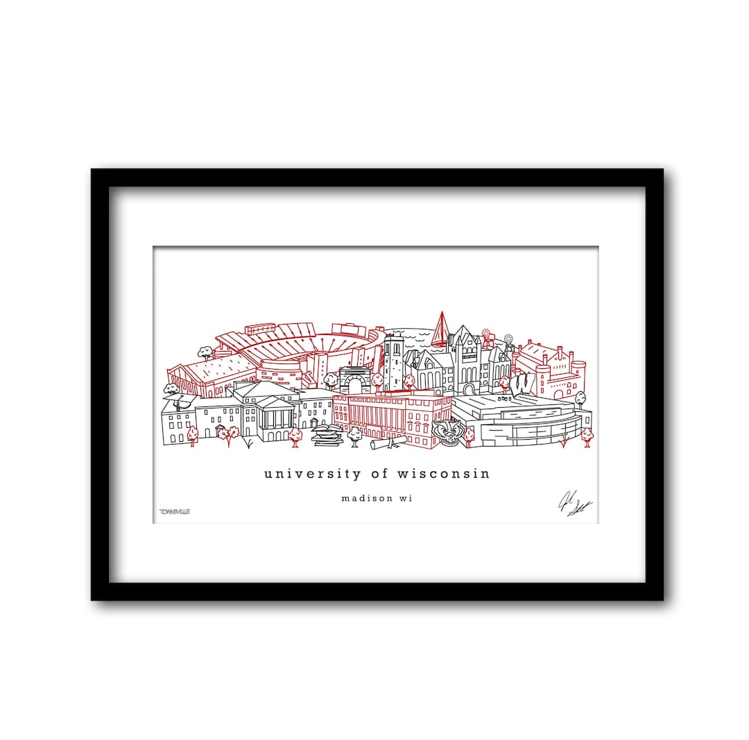 University of Wisconsin - Madison Campus Skyline Artwork Graduation ...