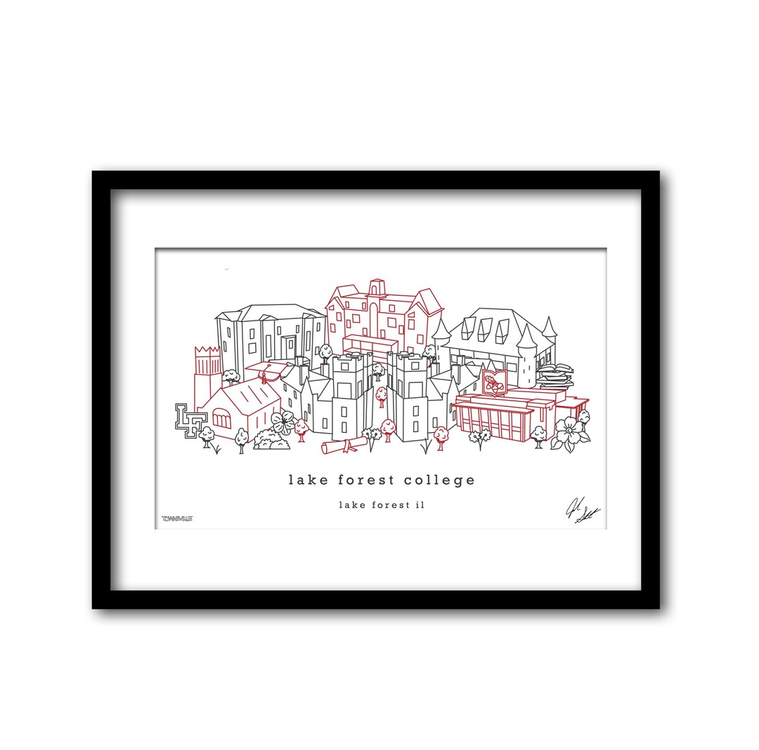 Lake Forest College Campus Skyline Artwork Graduation Gift Wall Decor ...