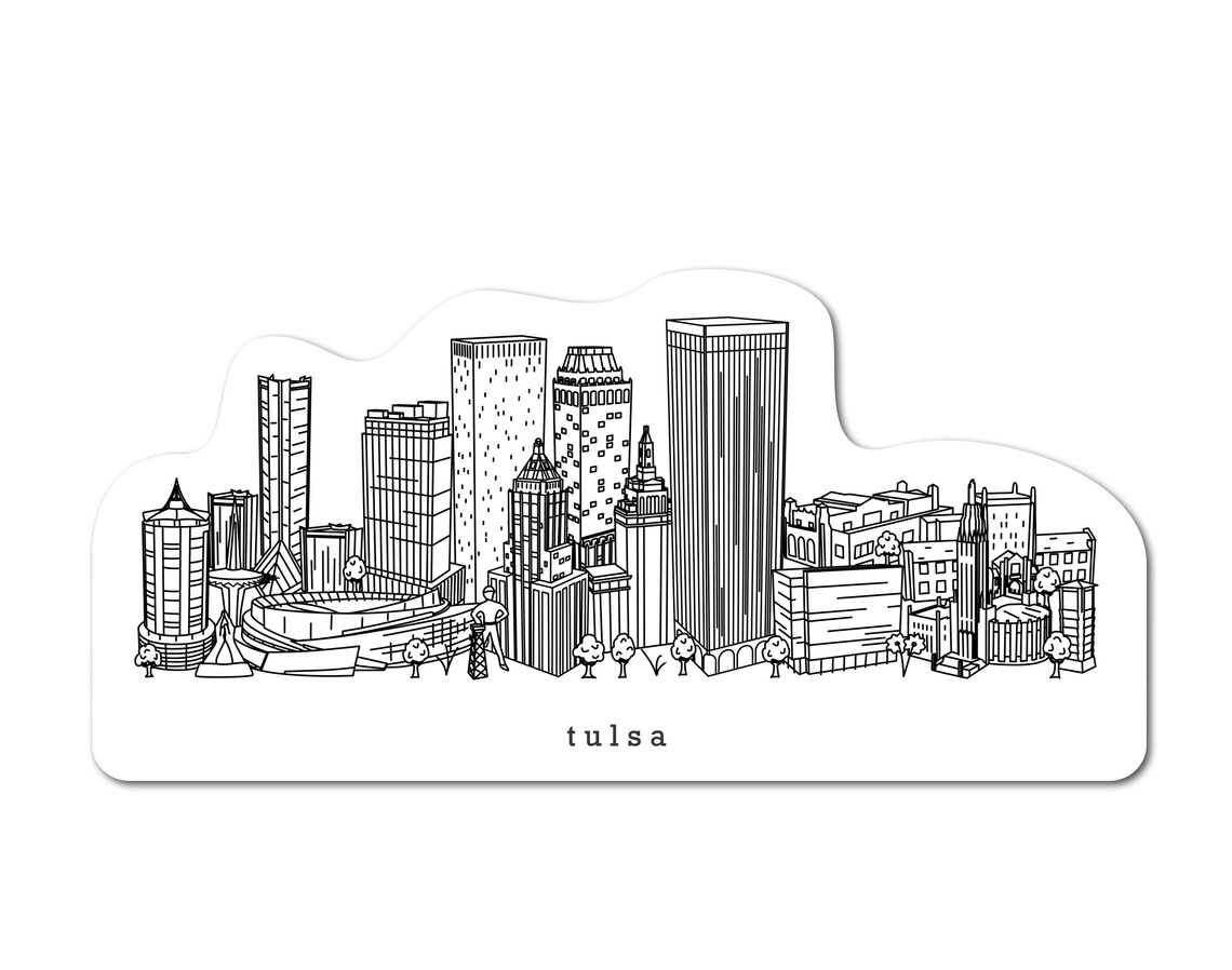 Tulsa Oklahoma Minimalist Skyline Waterproof Sticker - Etsy