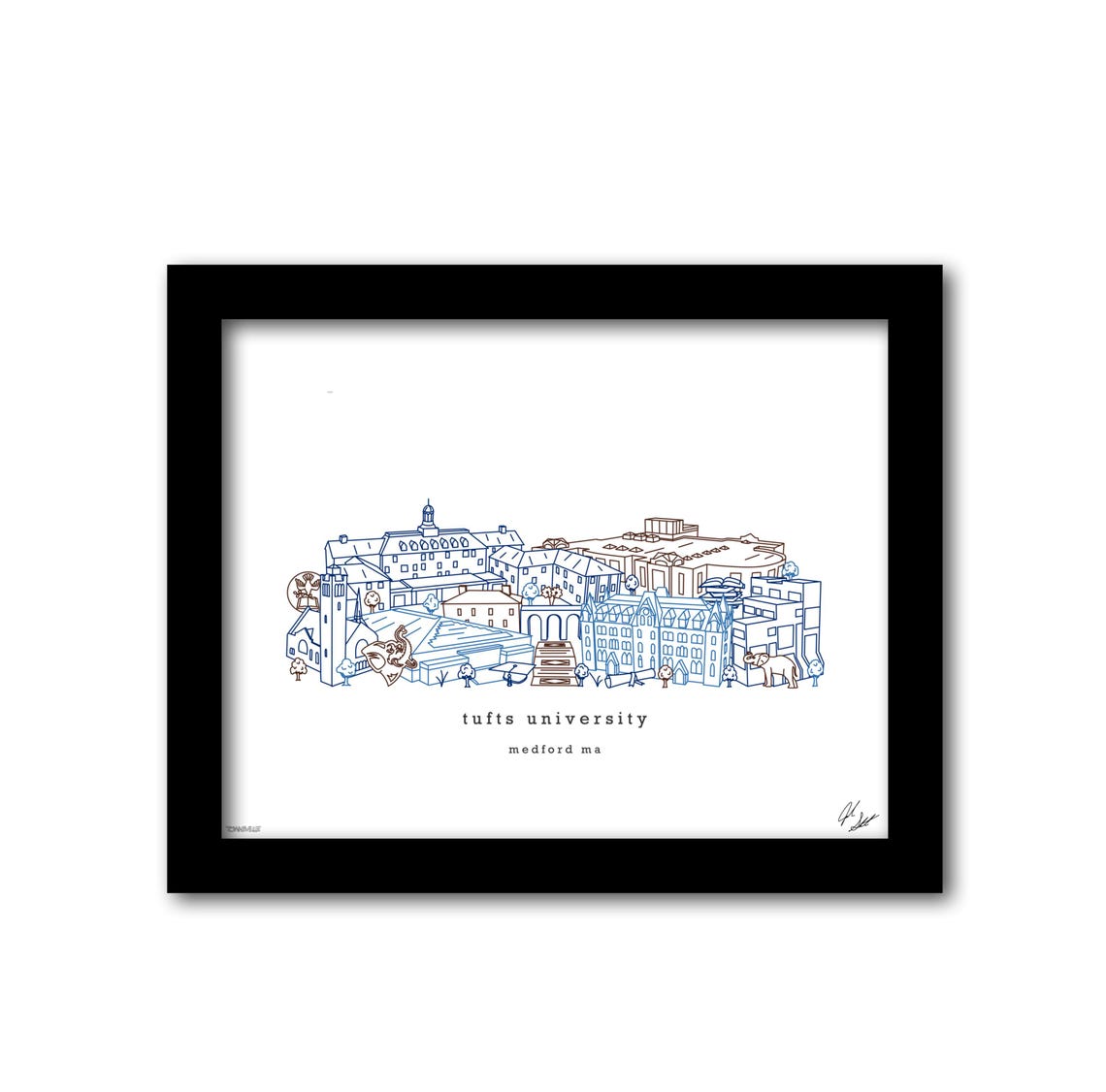 Tufts University Campus Skyline Artwork Graduation Gift Wall Decor - Etsy