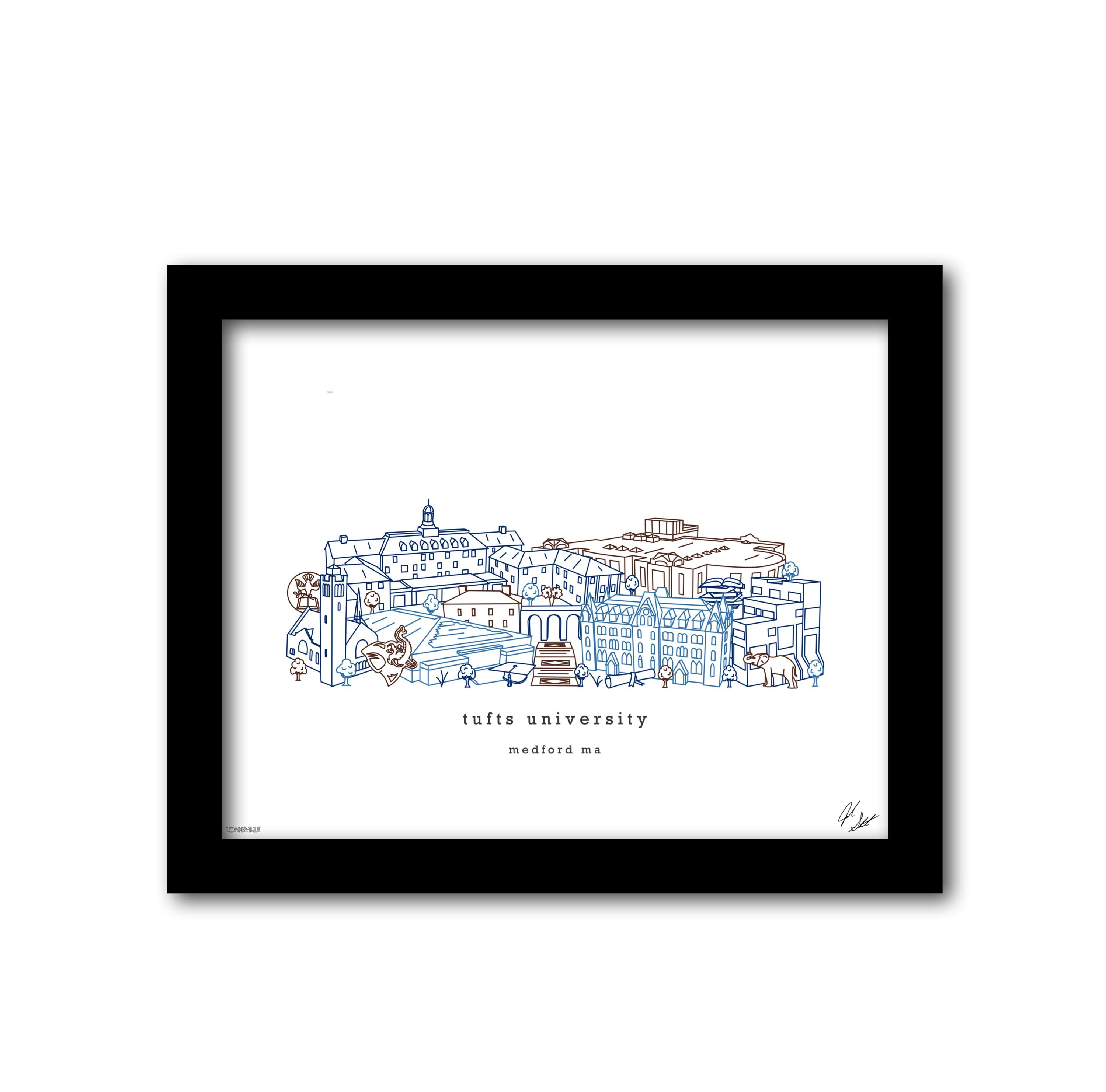 Tufts University Campus Skyline Artwork Graduation Gift Wall Decor - Etsy