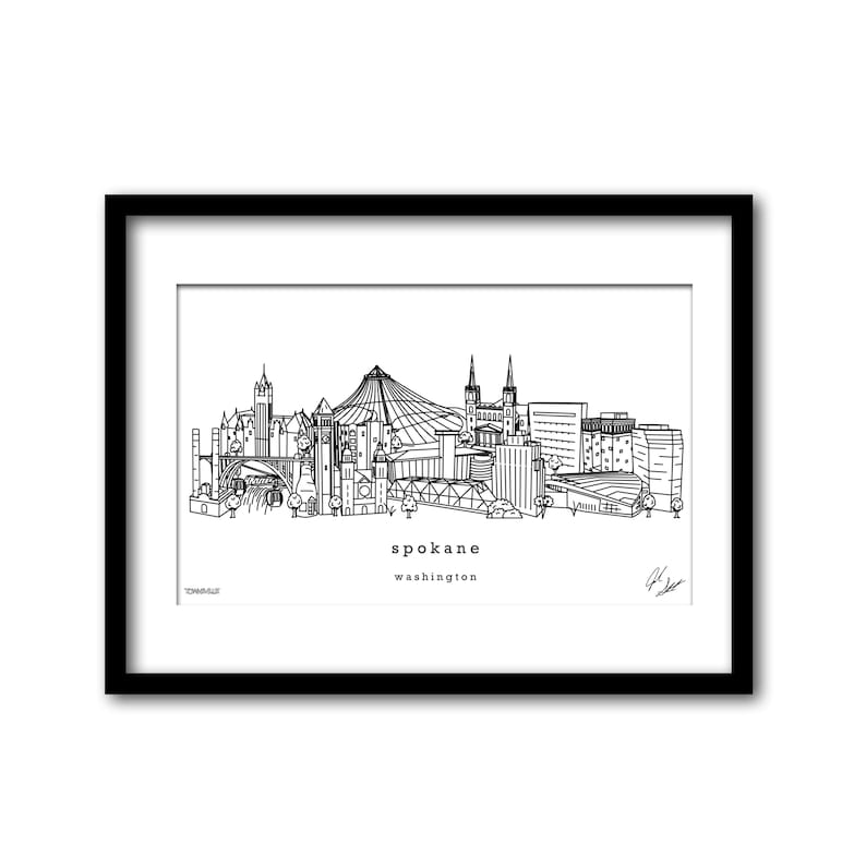 Spokane Washington Skyline Artwork Graduation Gift Wall Decor - Etsy