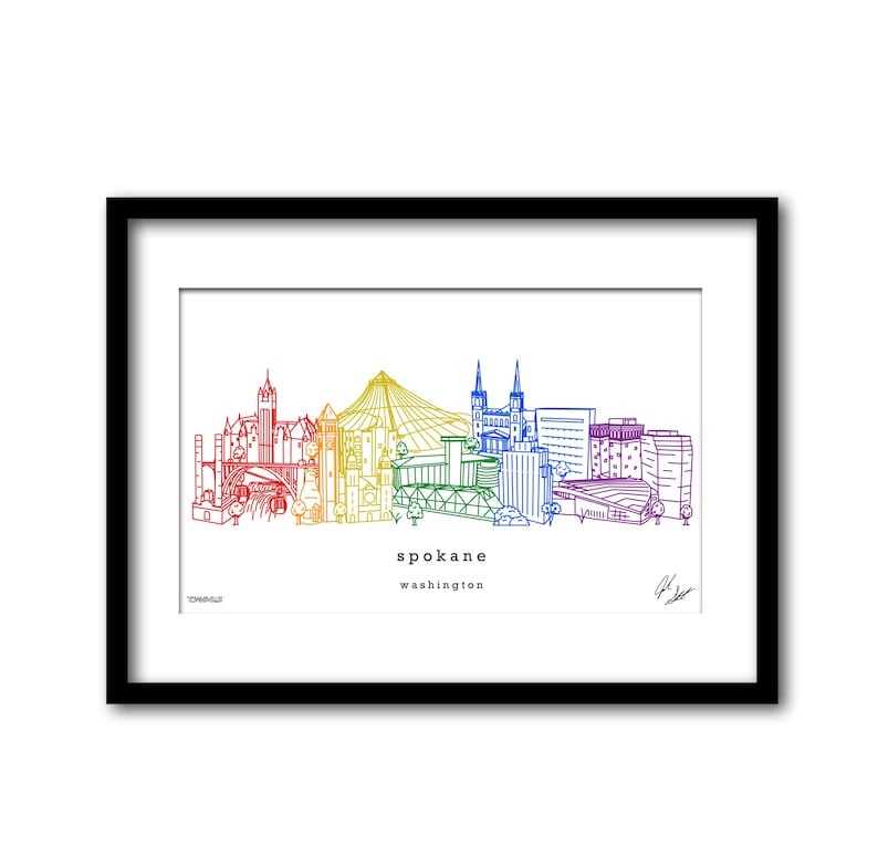 Spokane Washington Skyline Artwork Graduation Gift Wall Decor - Etsy