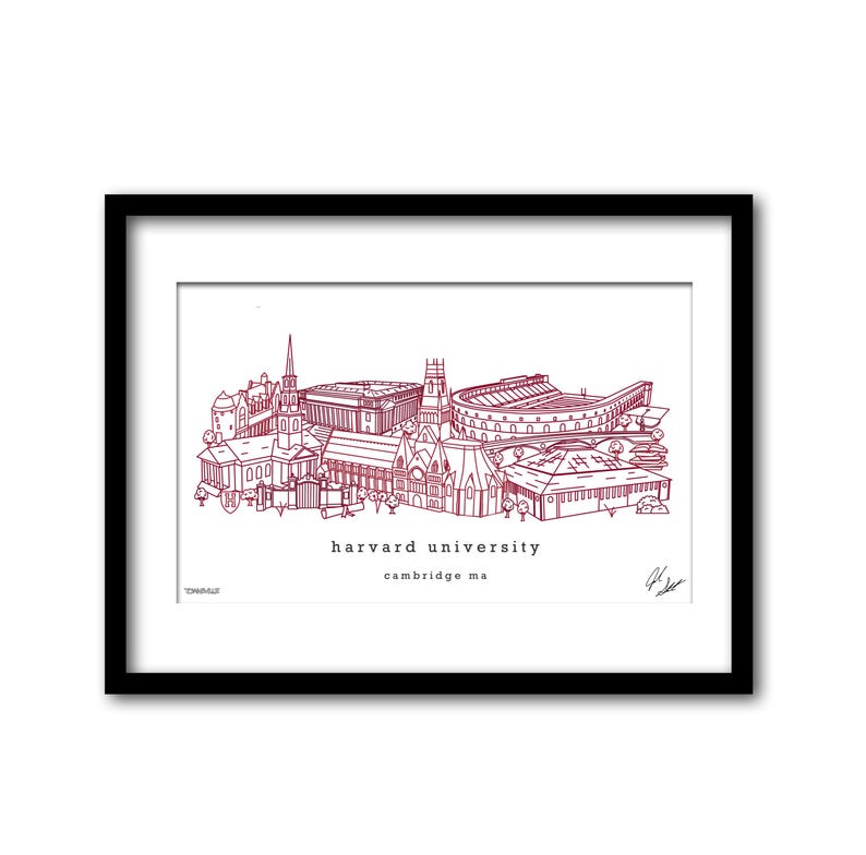 Harvard University Campus Skyline Artwork Graduation Gift Wall Decor - Etsy