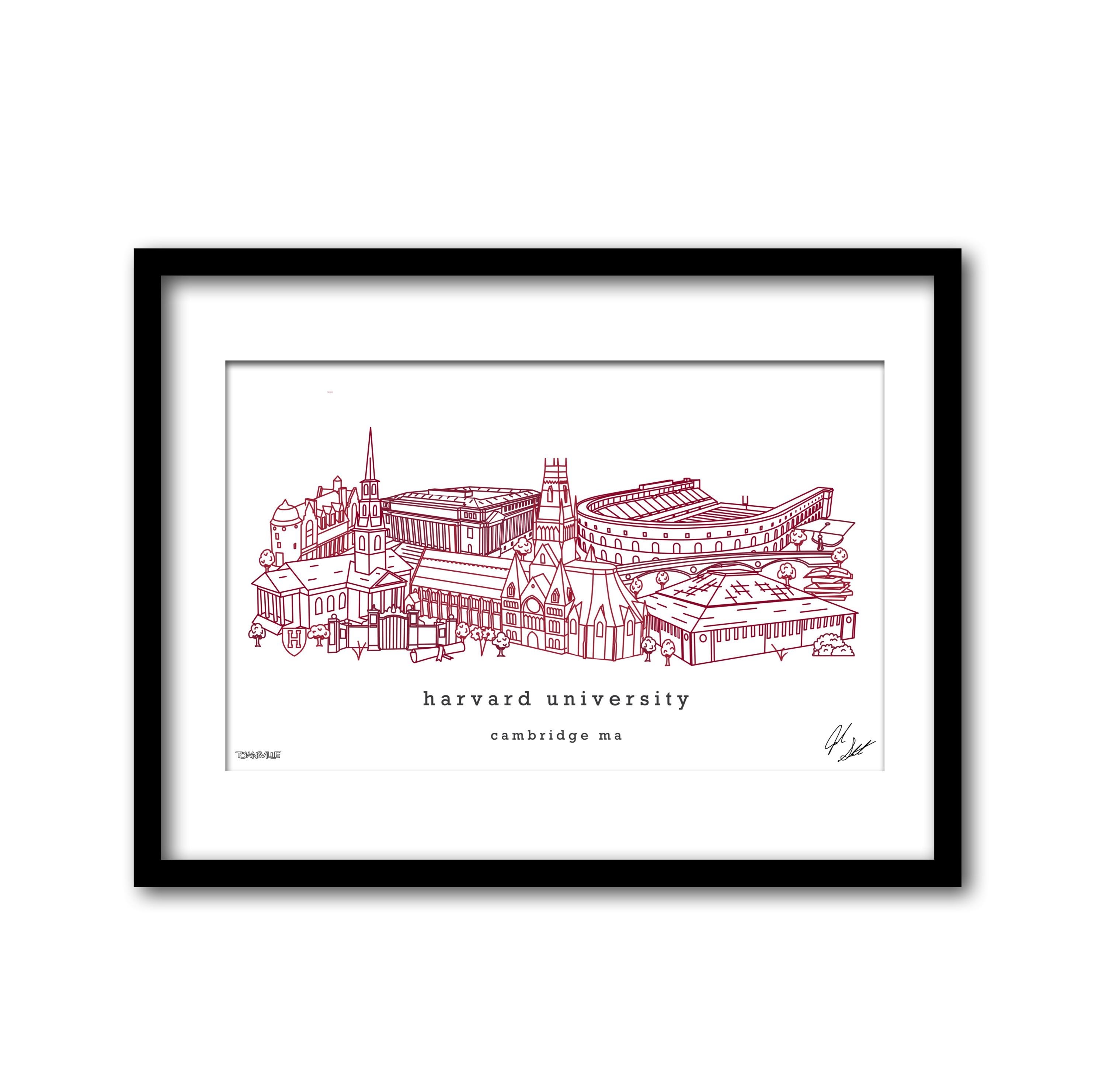 Harvard University Campus Skyline Artwork Graduation Gift Wall Decor - Etsy