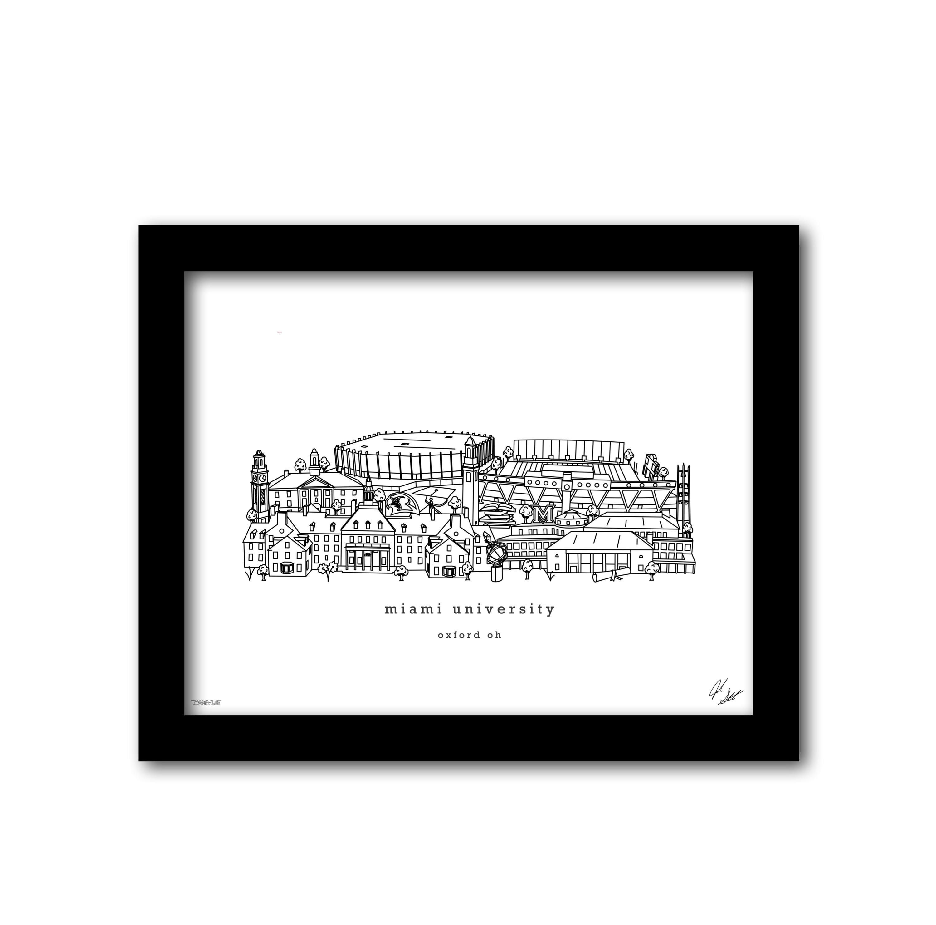 Miami University Campus Skyline Artwork Graduation Gift Wall Decor - Etsy